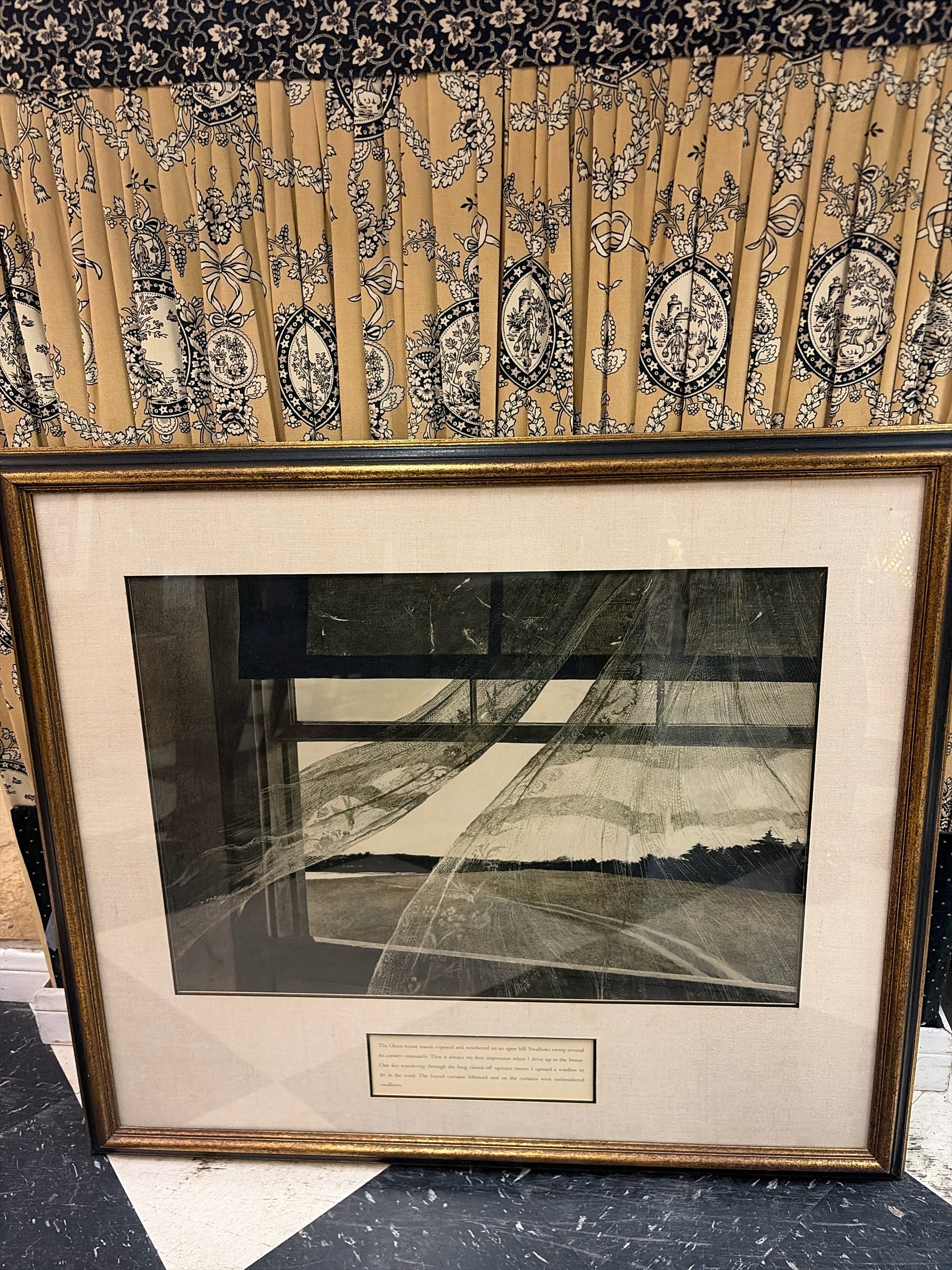 Signed Lithograph "Wind from the Sea" Andrew Wyeth w/Bonze & Navy Frame ...