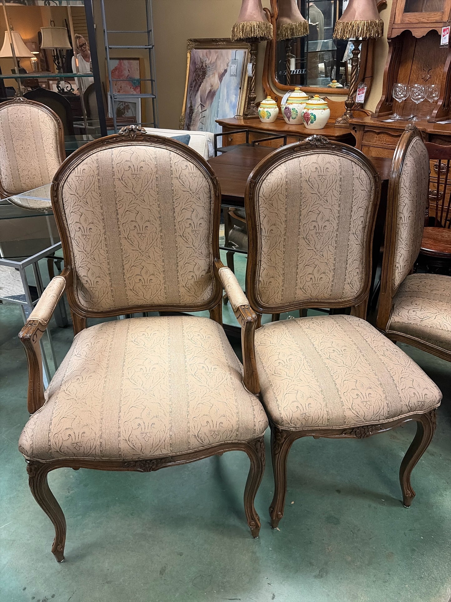 SET of 8 French Provincial Style Dining Chairs w/ Fleur de Lis ...